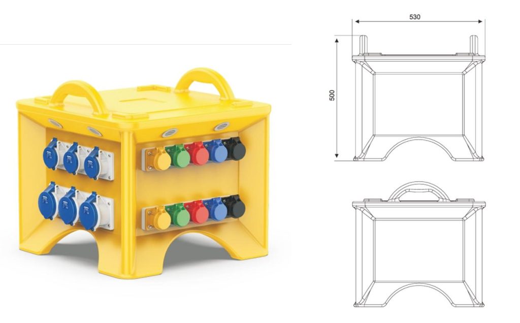 IP44 Portable Industrial Power Distribution Box With Socket Outlets ...